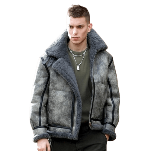 gray shearling jacket